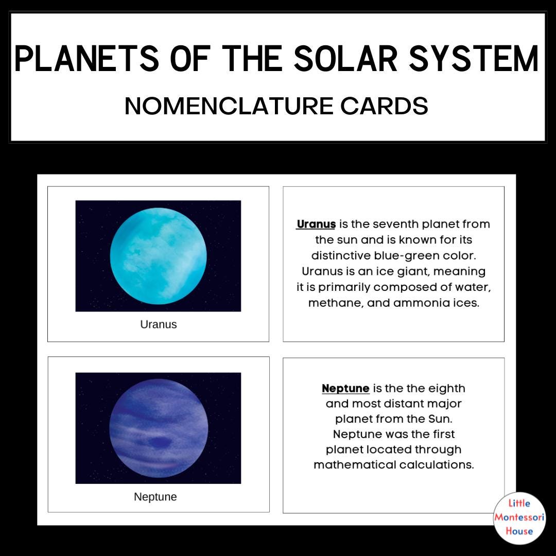 SOLAR SYSTEM Nomenclature Classified Cards & Description Science ...