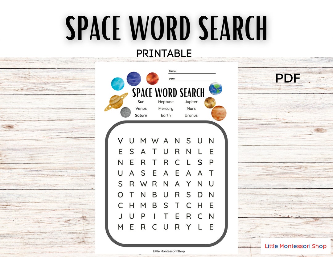 PLANETS WORD Search Space Vocabulary Solar System Word Hunt Instant ...