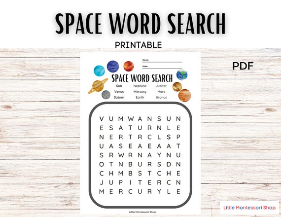 Solar System Vocabulary Word Search