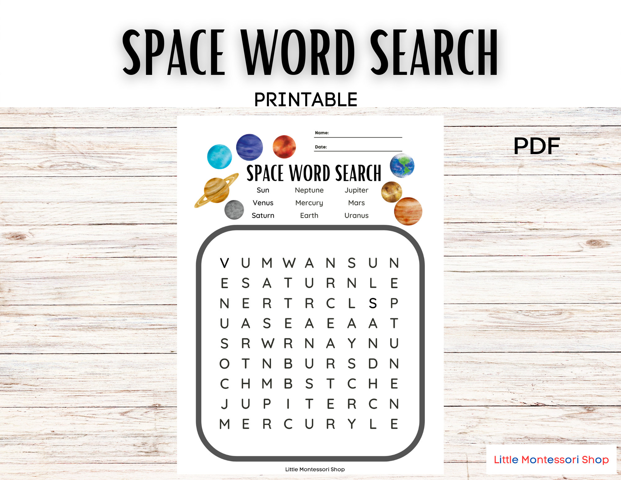 Planets And Space Word Search