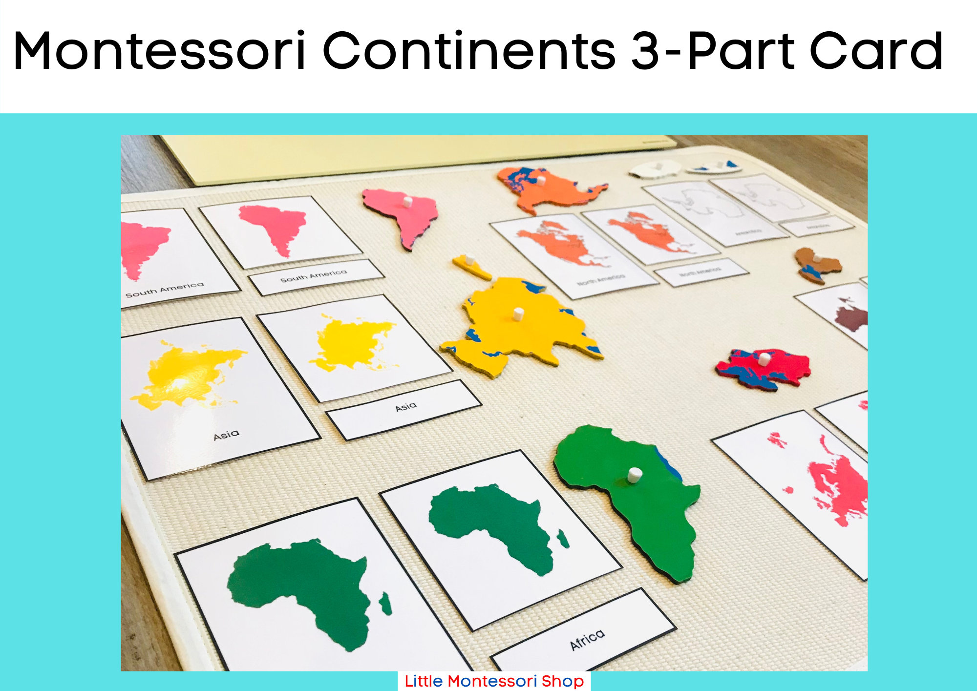 7 CONTINENTS Montessori 3-part Cards Classified Flash Cards Geography ...