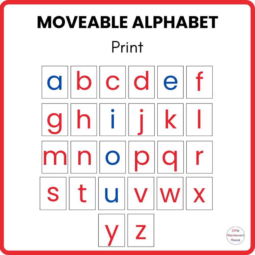 MOVEABLE ALPHABET Print Montessori Lowercase Letters DIY - Etsy