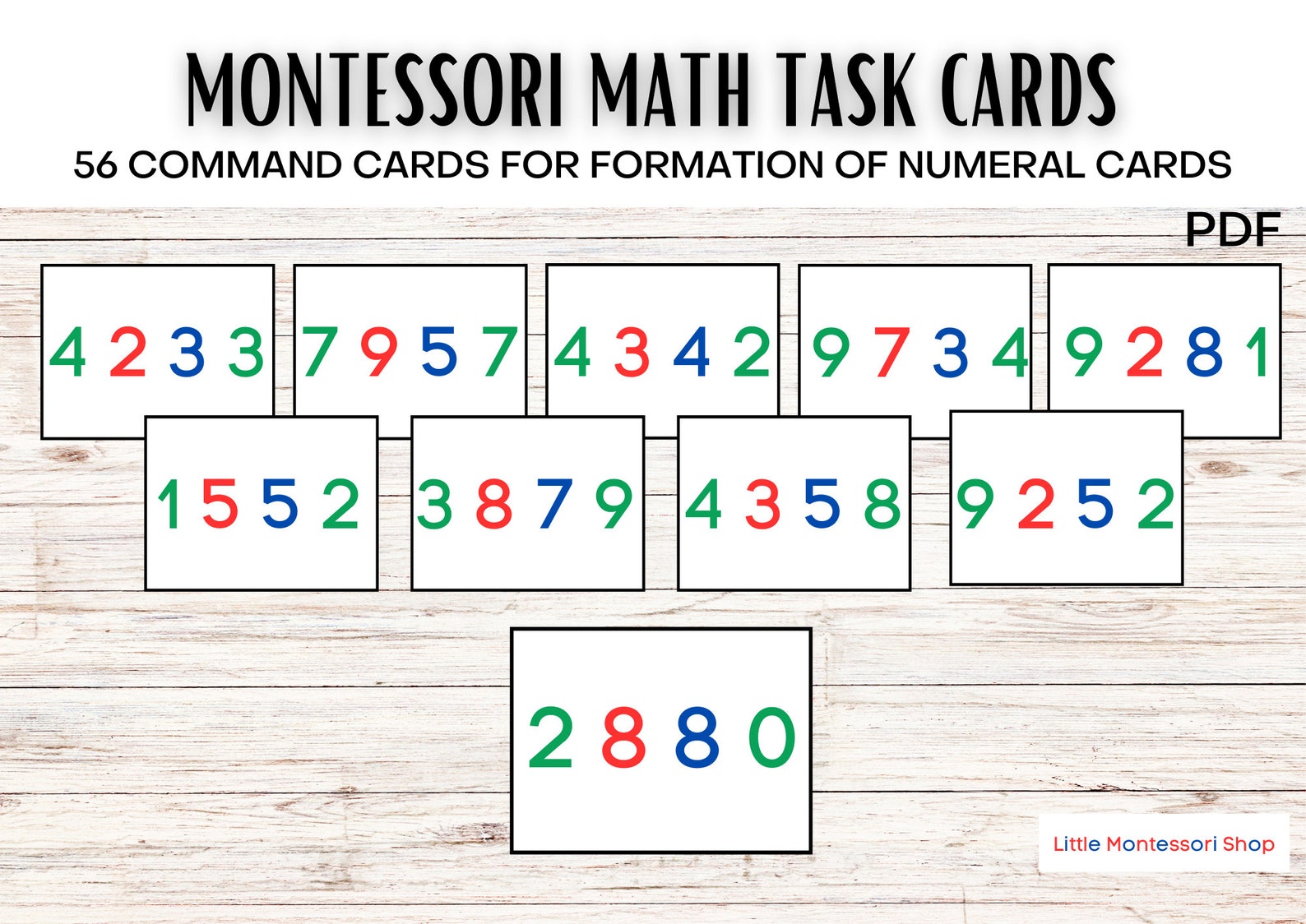 56 MONTESSORI MATH Formation of Numerals Task Cards Math Operations ...