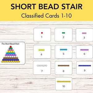 COLORED BEADS Montessori Math Short Bead Stair Classified Cards 1-10 - Etsy