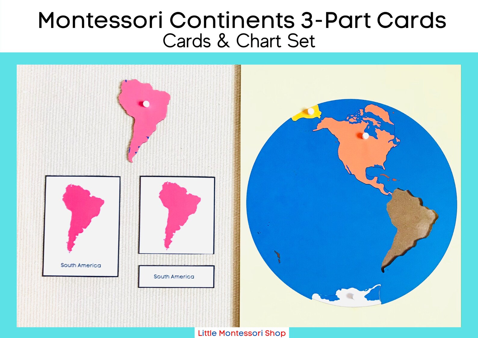 7 CONTINENTS Montessori 3-part Cards Classified Flash Cards Geography ...