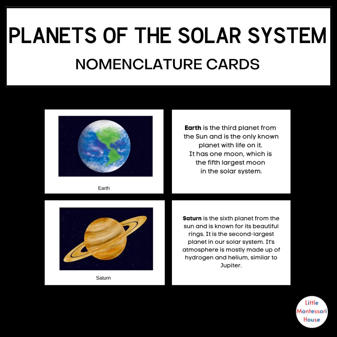 SOLAR SYSTEM Nomenclature Classified Cards & Description Science ...