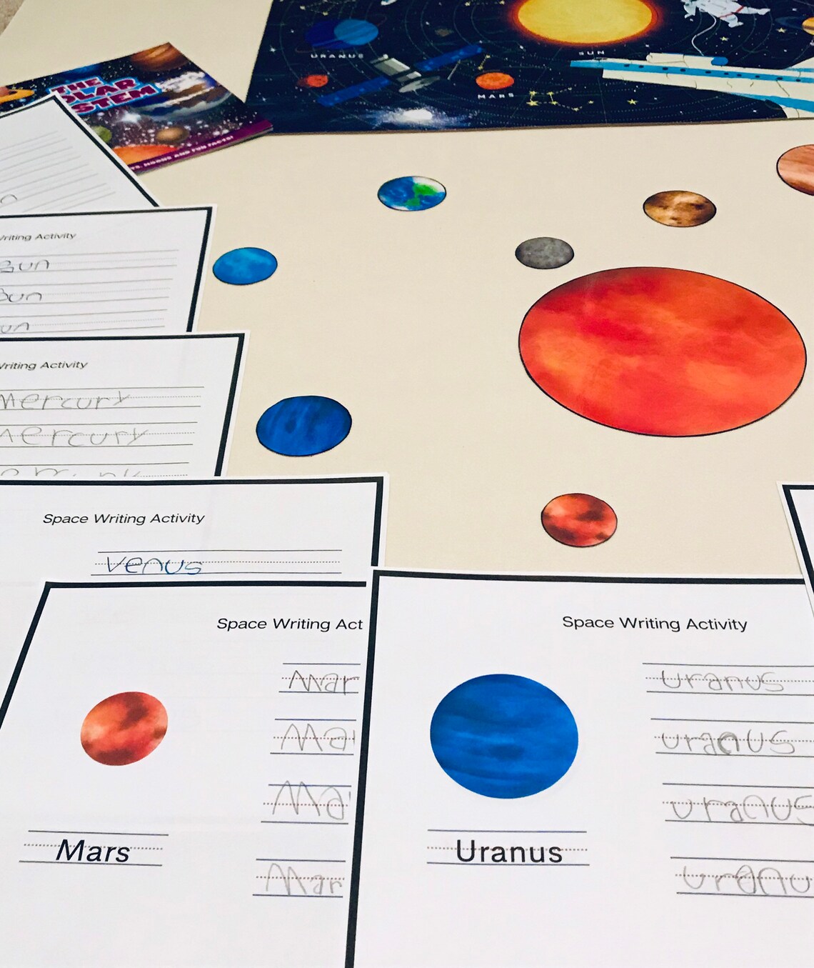 SPACE VOCABULARY Planets Writing Montessori Solar System Unit Space ...
