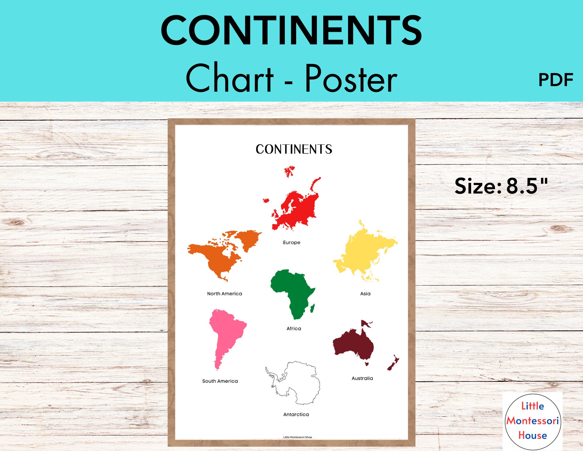 CONTINENTS Chart Educational Wall Art Geography Classroom Poster Kids ...