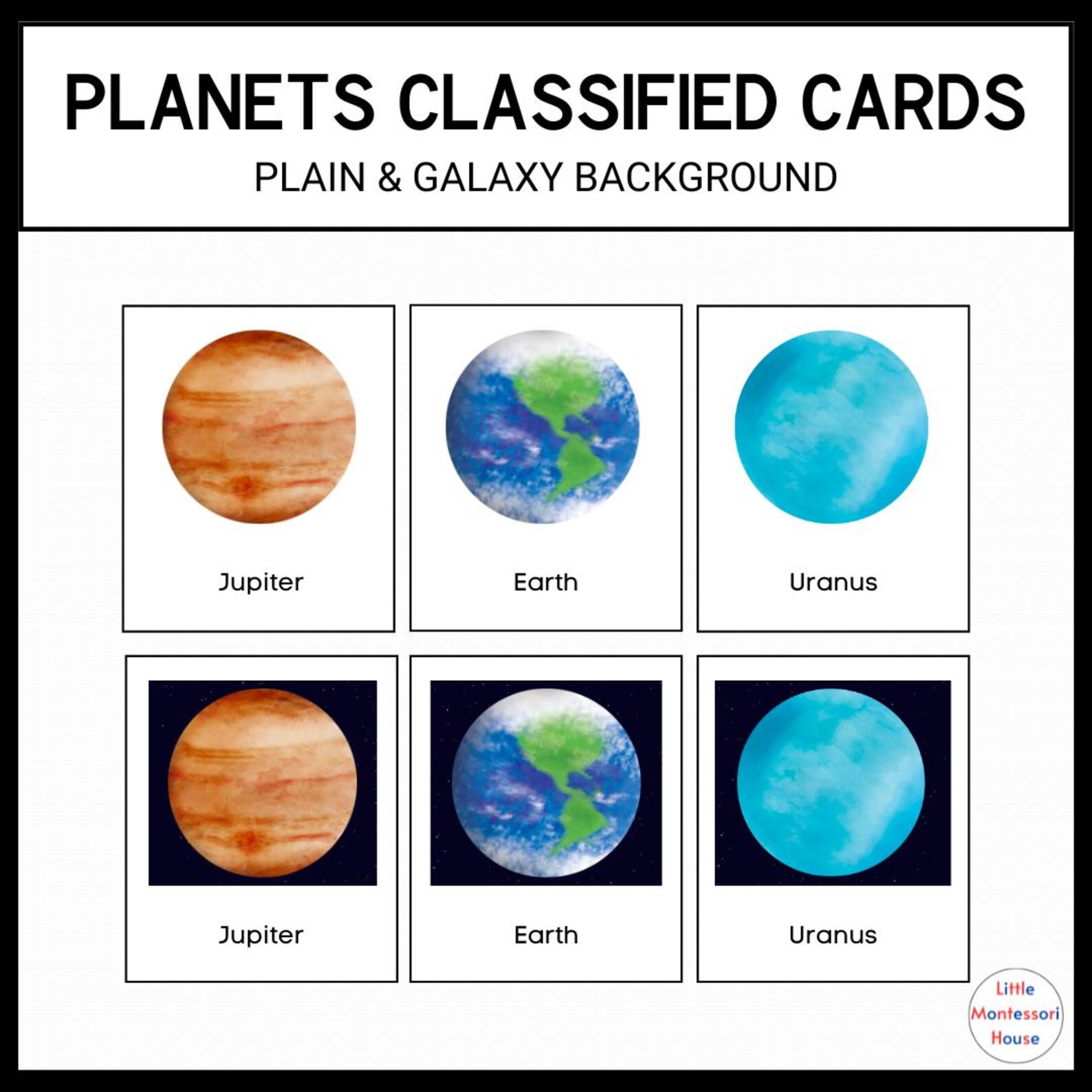 Solar System Planets Flash Cards: Montessori Learning (instant Download ...