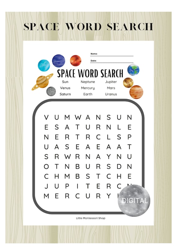 Planets And Space Word Search