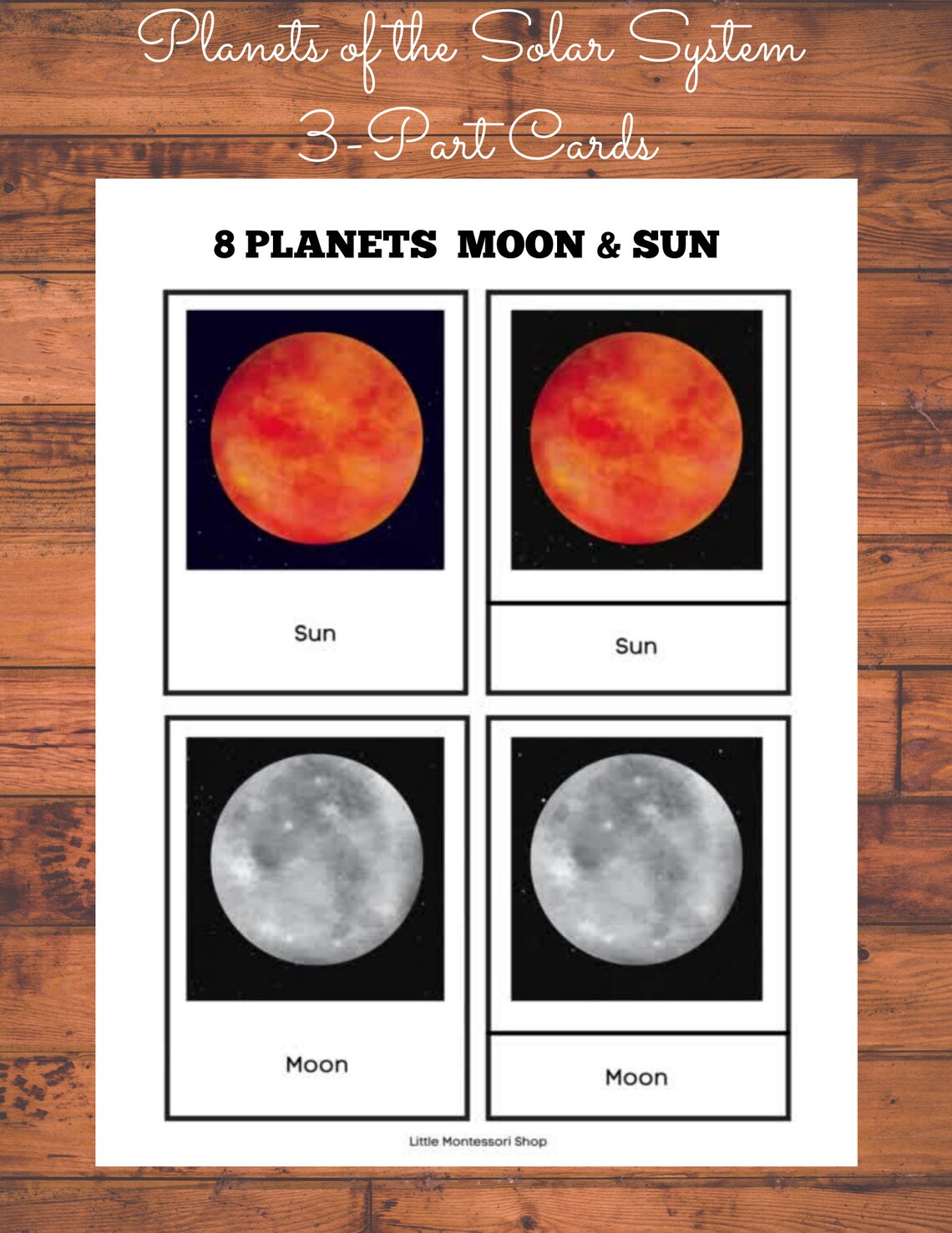 SOLAR SYSTEM Montessori 3-part Cards Planets Sun Moon Classified Cards ...