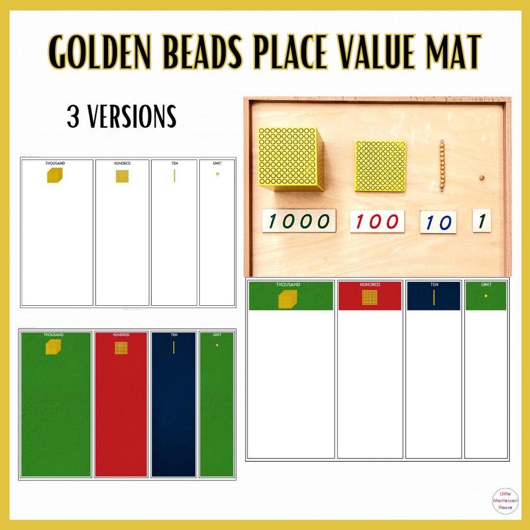 Montessori Golden Beads Place Value Printable Mat in 3 Versions - Etsy