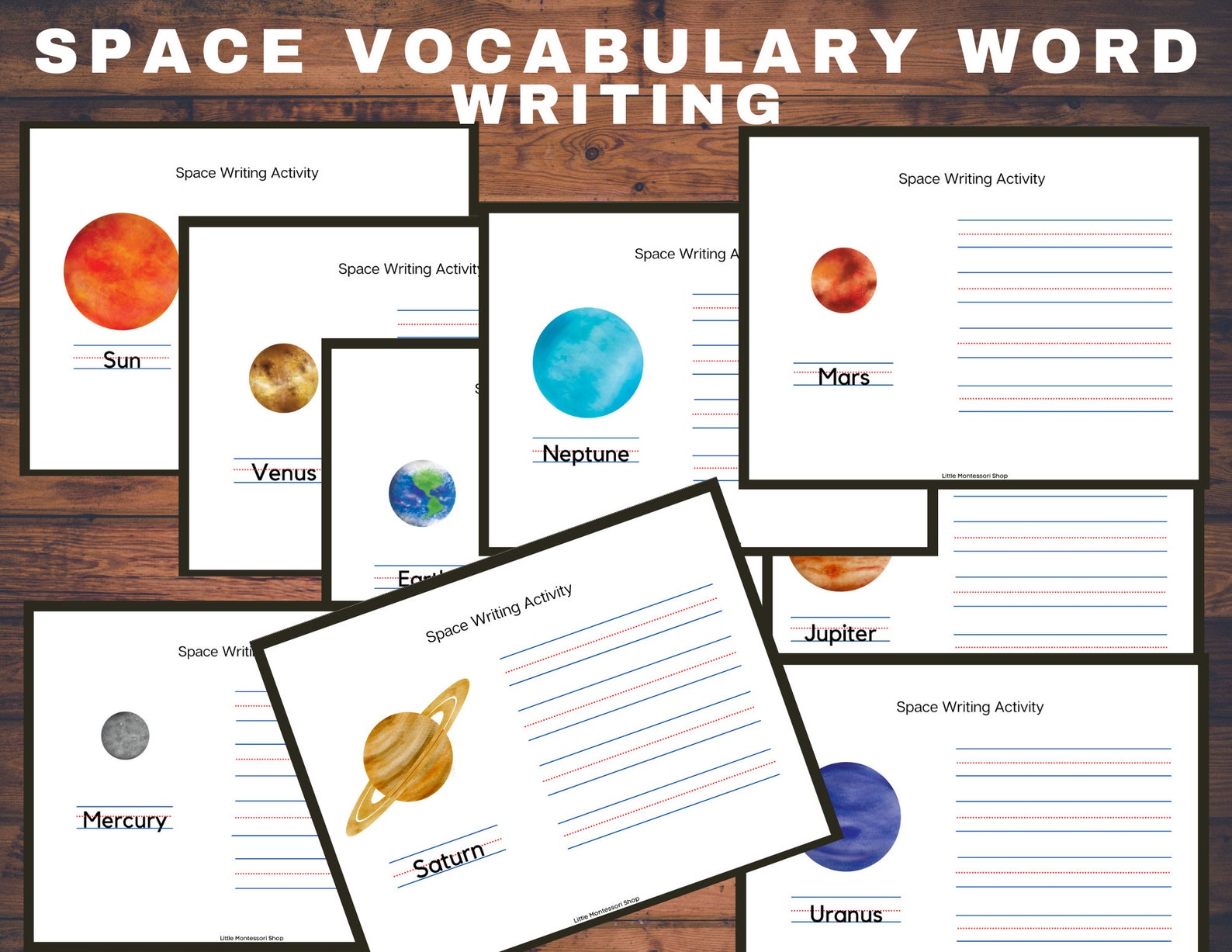 SPACE VOCABULARY Planets Writing Montessori Solar System Unit Space ...