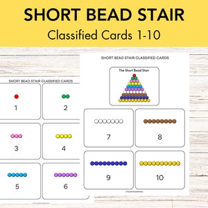 COLORED BEADS Montessori Math Short Bead Stair Classified Cards 1-10 - Etsy