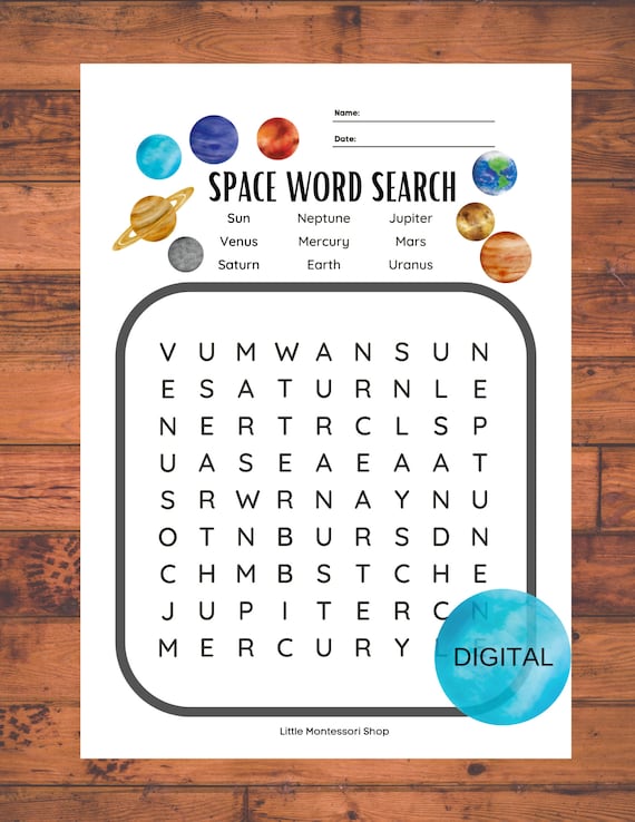 Name The Planets Word Search