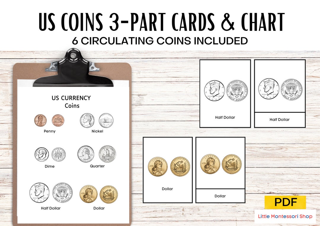 US Currency Coins 3-part Cards & Chart Counting Money Activity Work - Etsy