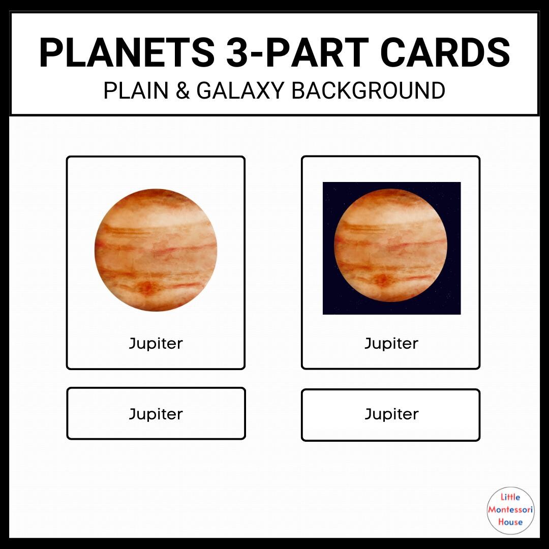 SOLAR SYSTEM Montessori 3-part Cards Planets Sun Moon Classified Cards ...