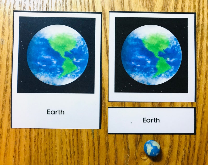 SOLAR SYSTEM Montessori 3-part Cards Planets Sun Moon - Etsy