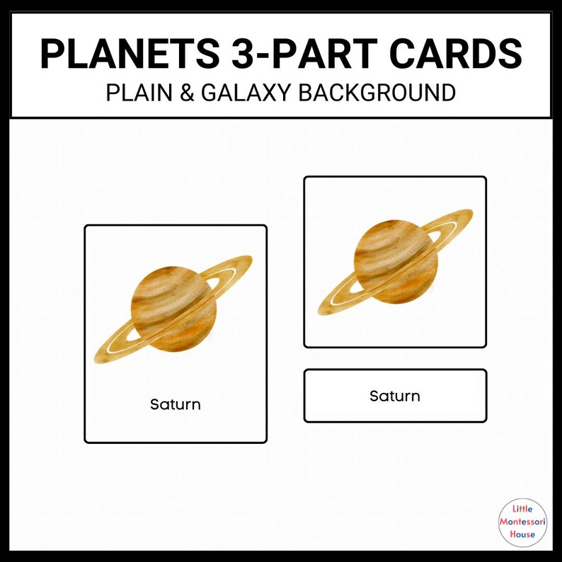 SOLAR SYSTEM Montessori 3-part Cards Planets Sun Moon Classified Cards ...