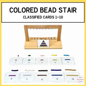 COLORED BEADS Montessori Math Short Bead Stair Classified Cards 1-10 - Etsy