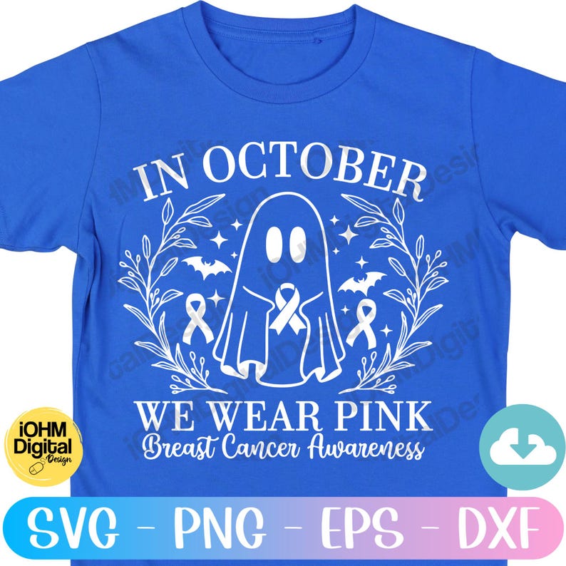Breast Cancer Awareness Ghost Svg Png: Retro Halloween Design (digital ...