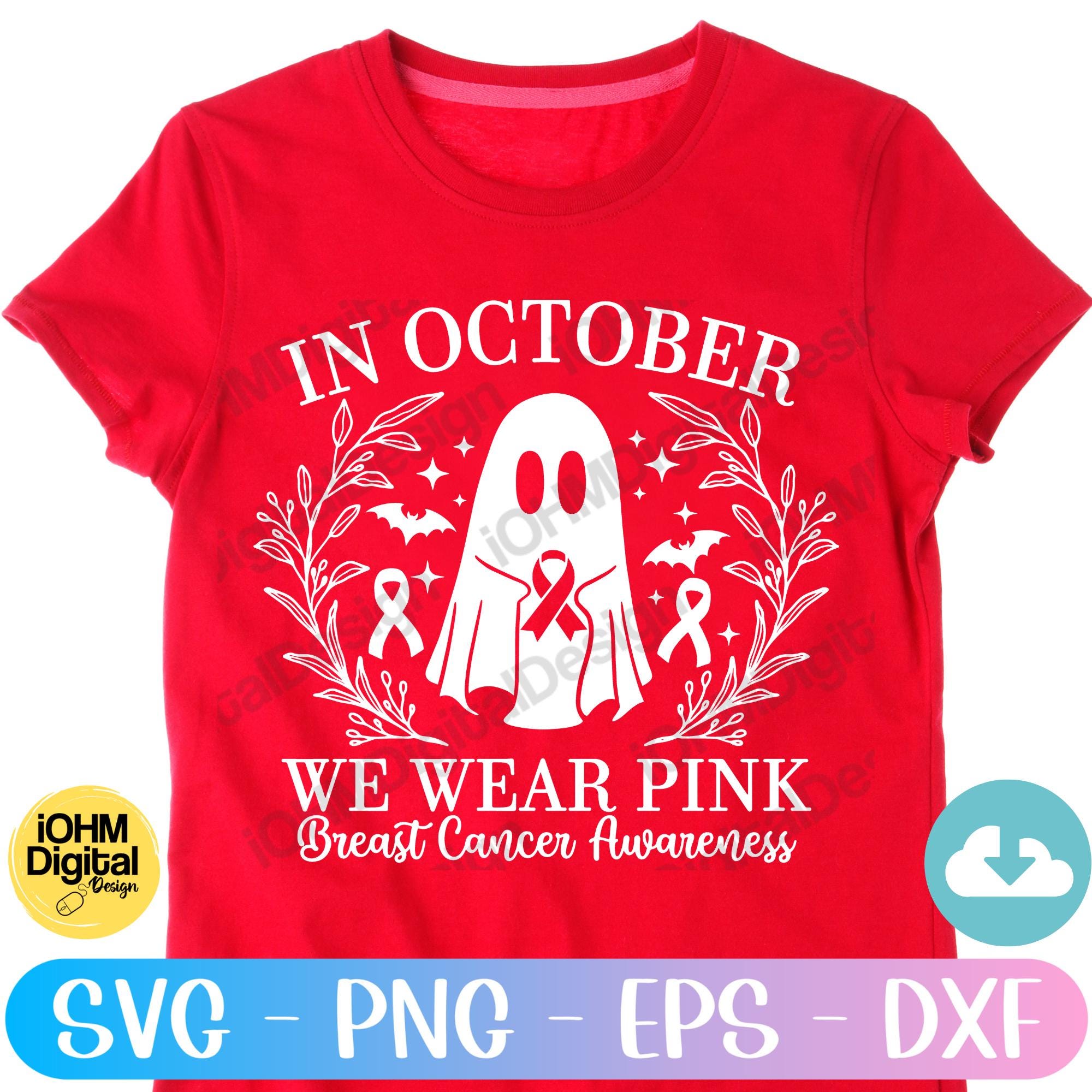 Breast Cancer Awareness Ghost Svg Png: Retro Halloween Design (digital ...