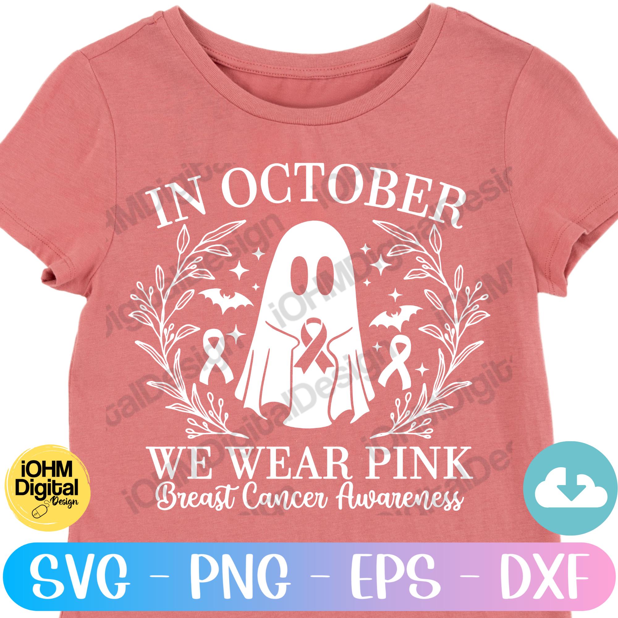 Breast Cancer Awareness Ghost Svg Png: Retro Halloween Design (digital ...
