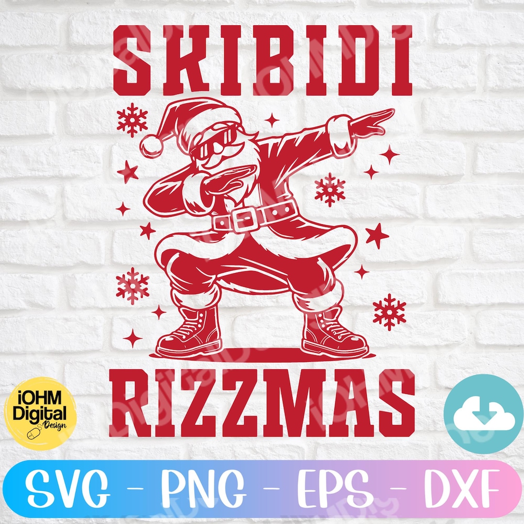 Skibidi Rizzmas Svg Png Eps Dxf Cut File| Retro Merry Rizzmas Svg ...