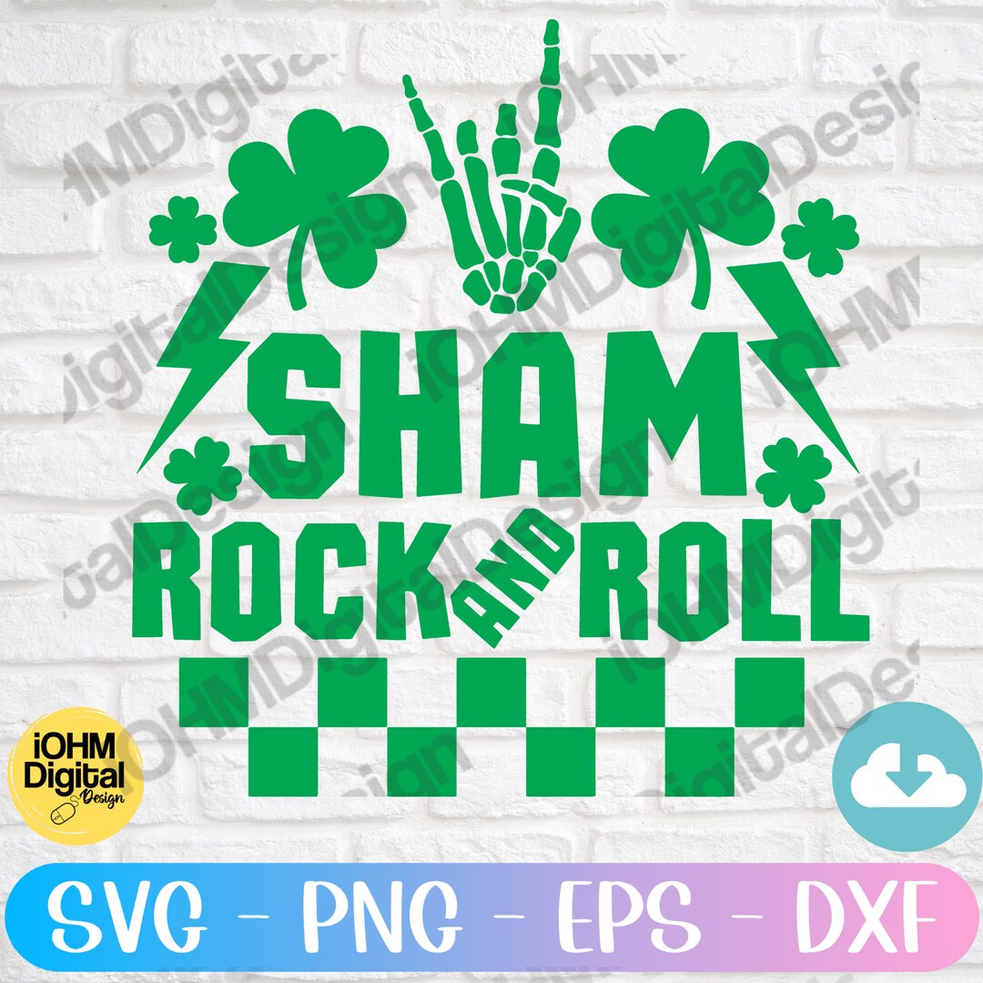 Sham Rock and Roll Svg Png Eps Dxf Cut File| Shamrock Svg| St Patricks ...