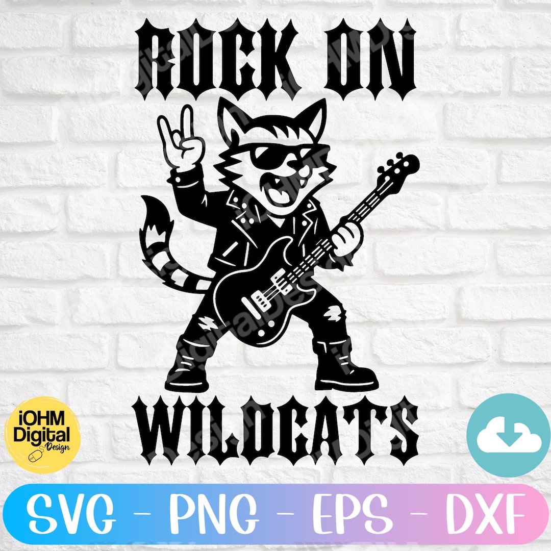 Rockstar Cat With Guitar SVG: Wildcats Rock on (digital Files) - Etsy