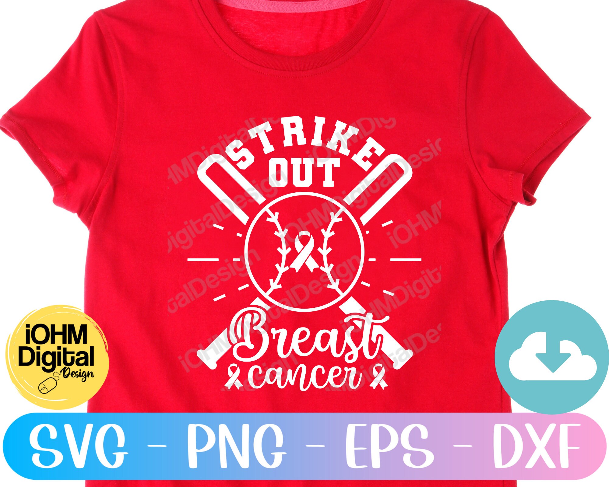 Strike Out Breast Cancer Awareness SVG: Pink Ribbon Design (digital ...