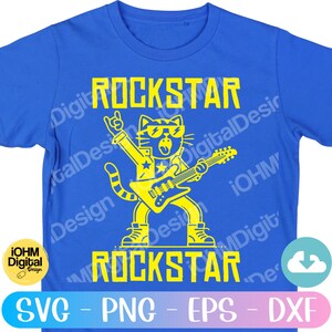 Rock and Roll Cat Svg Png Eps Dxf Cut File | Rockstar Cat With Guitar ...