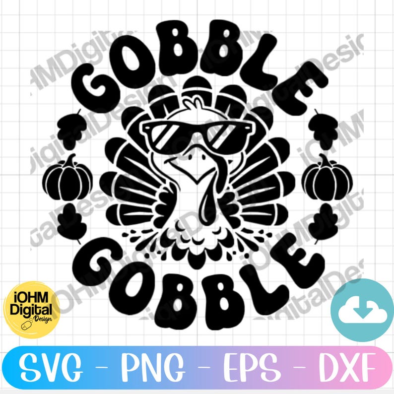 Gobble Turkey SVG: Retro Thanksgiving Cut File (digital Download) - Etsy