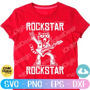 Rock and Roll Cat Svg Png Eps Dxf Cut File | Rockstar Cat With Guitar ...