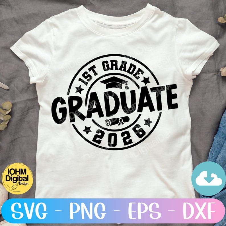First Grade Graduate 2026 SVG: Graduation Shirt Design (digital ...