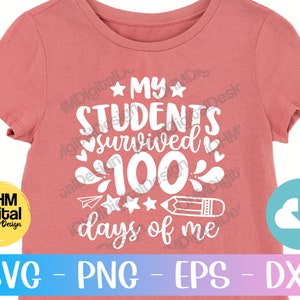 My Students Survived 100 Days of Me Svg Png Eps Dxf Cut File | Funny ...