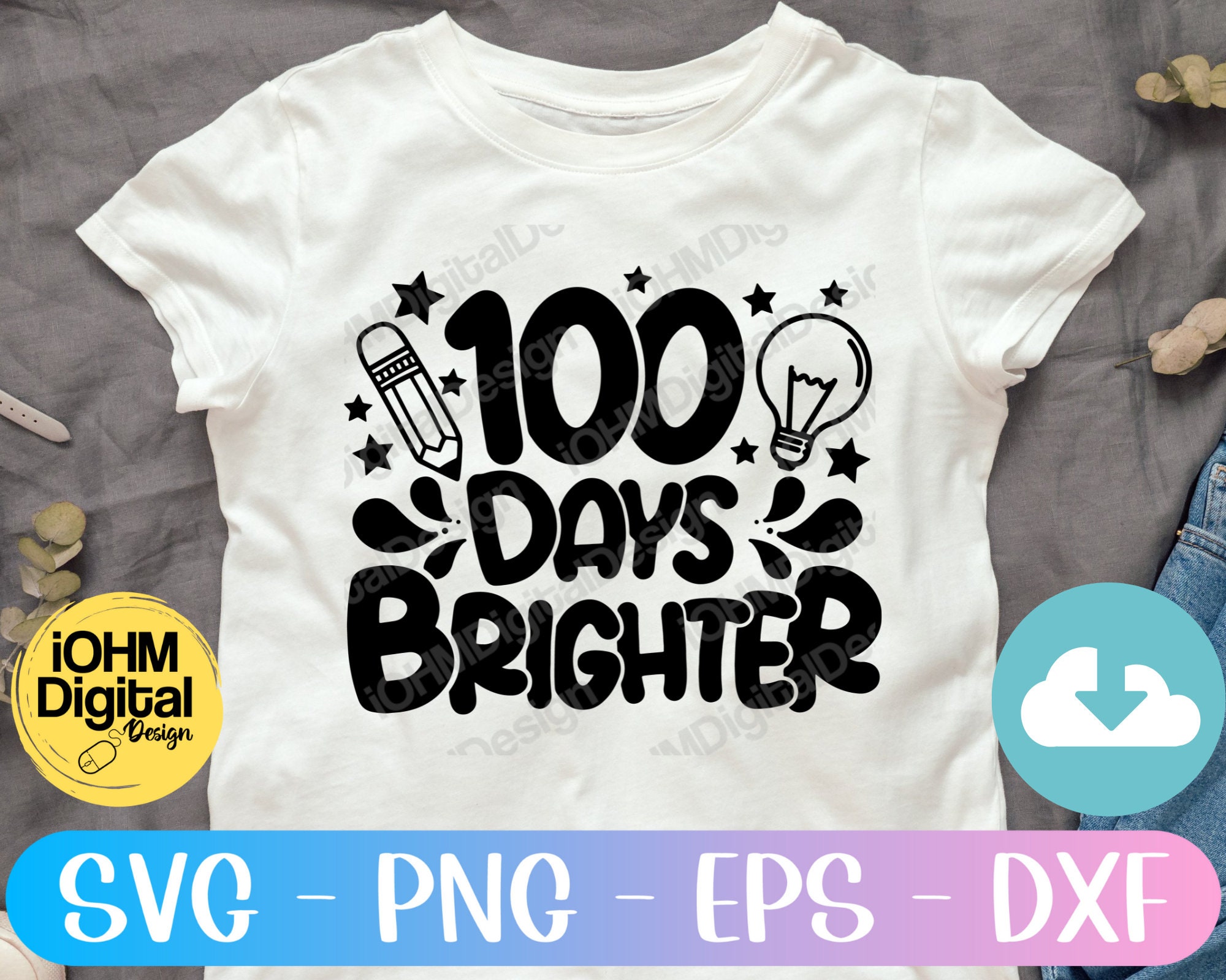 100 Days Brighter Svg Png Eps Dxf Cut File 100 Days of - Etsy