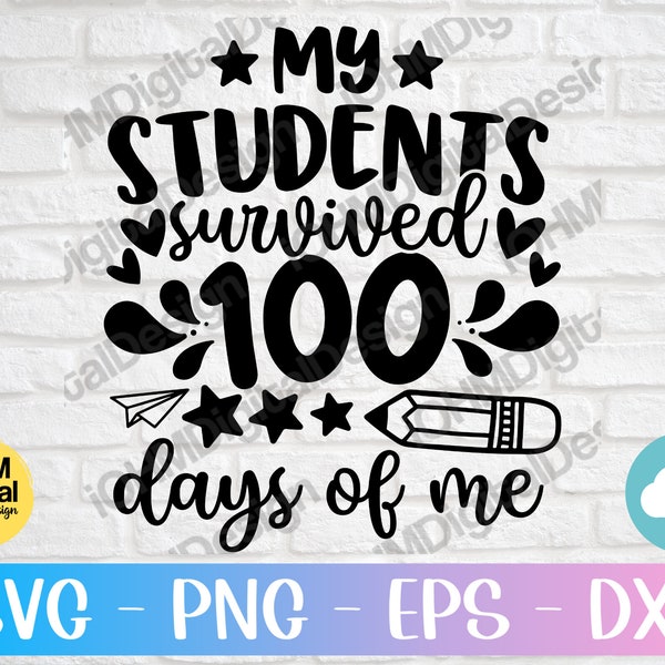 My Students Survived 100 Days of Me Svg - Etsy