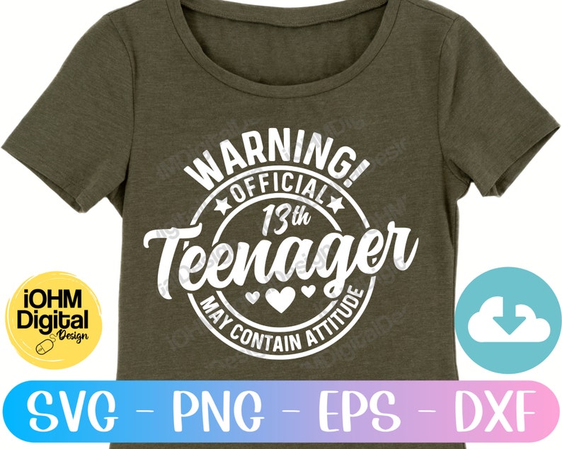 Warning Official Teenager May Contain Attitude Svg Png Eps Dxf - Etsy