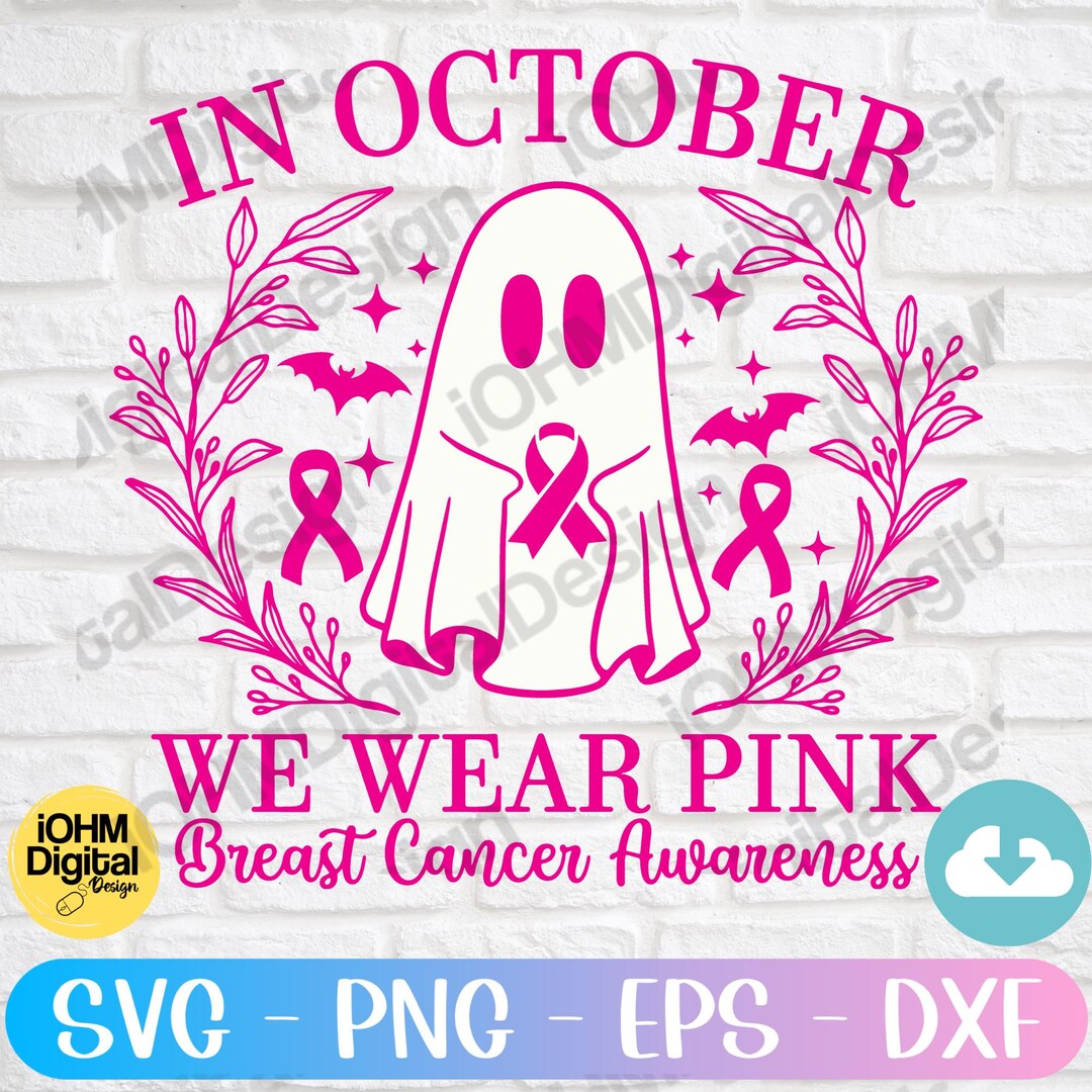 Breast Cancer Awareness Ghost Svg Png: Retro Halloween Design (digital ...