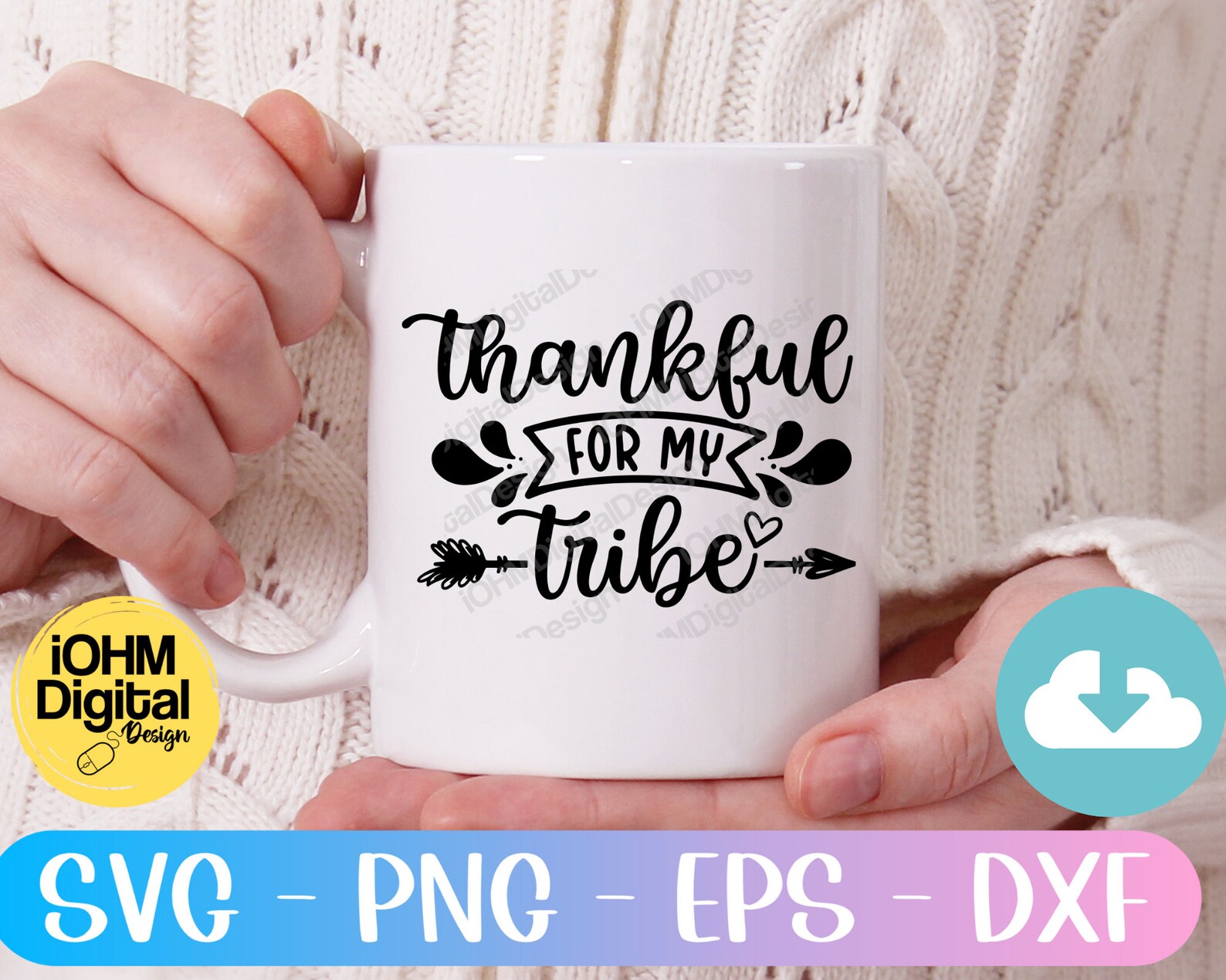 Thankful for My Tribe Svg Png Eps Dxf Cut File Be Thankful | Etsy