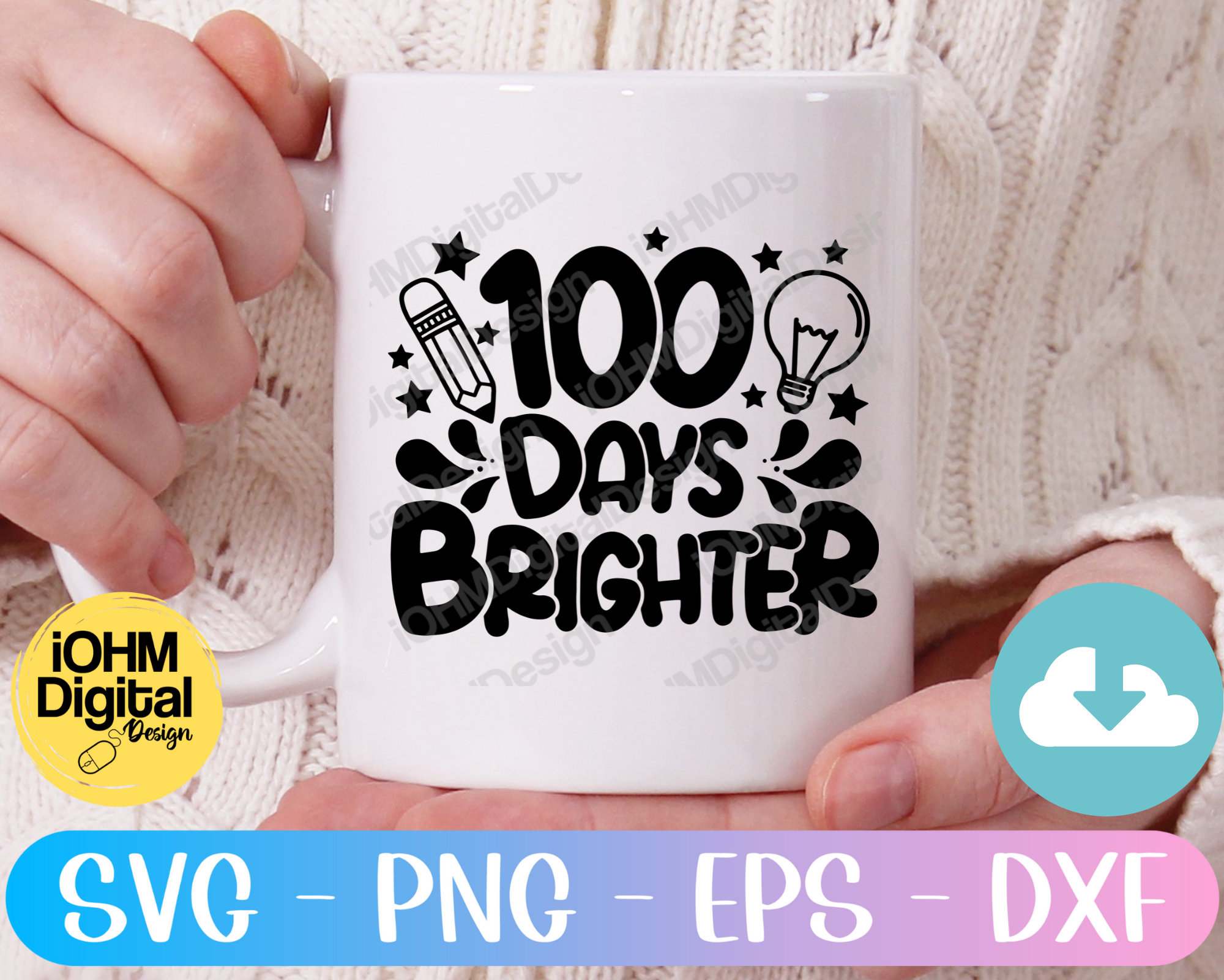 100 Days Brighter Svg Png Eps Dxf Cut File 100 Days of - Etsy
