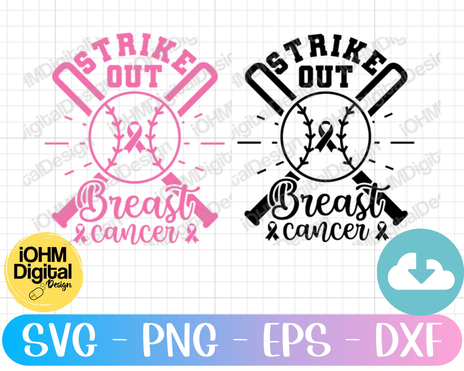 Strike Out Breast Cancer Awareness Svg Png Eps Dxf Cut File - Etsy