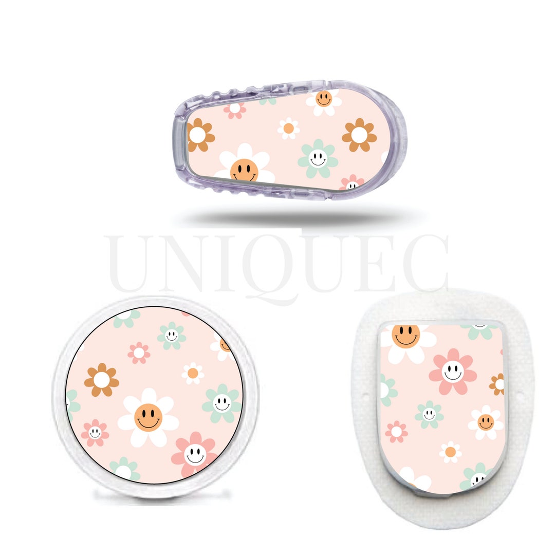 Retro Happy Flowers CGM Stickers for Freestyle Libre, Dexcom, Omnipod ...