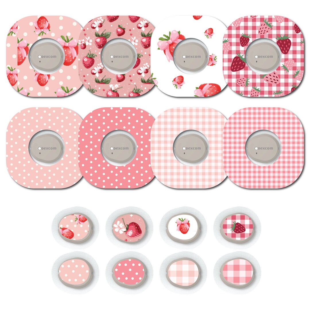 Strawberry Coquette Patches and Stickers Bundle Dexcom G7 Set of 8 ...