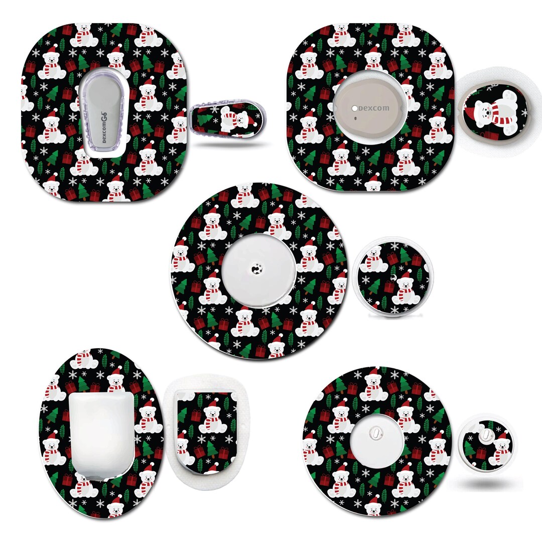 Cute Christmas Bears Continuous Glucose Monitor (CGM) Decorative Over ...