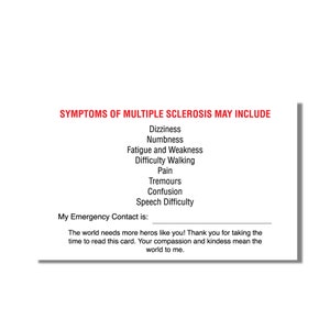 Emergency Medical Card Child Multiple Sclerosis Medic Alert Card, Rare ...