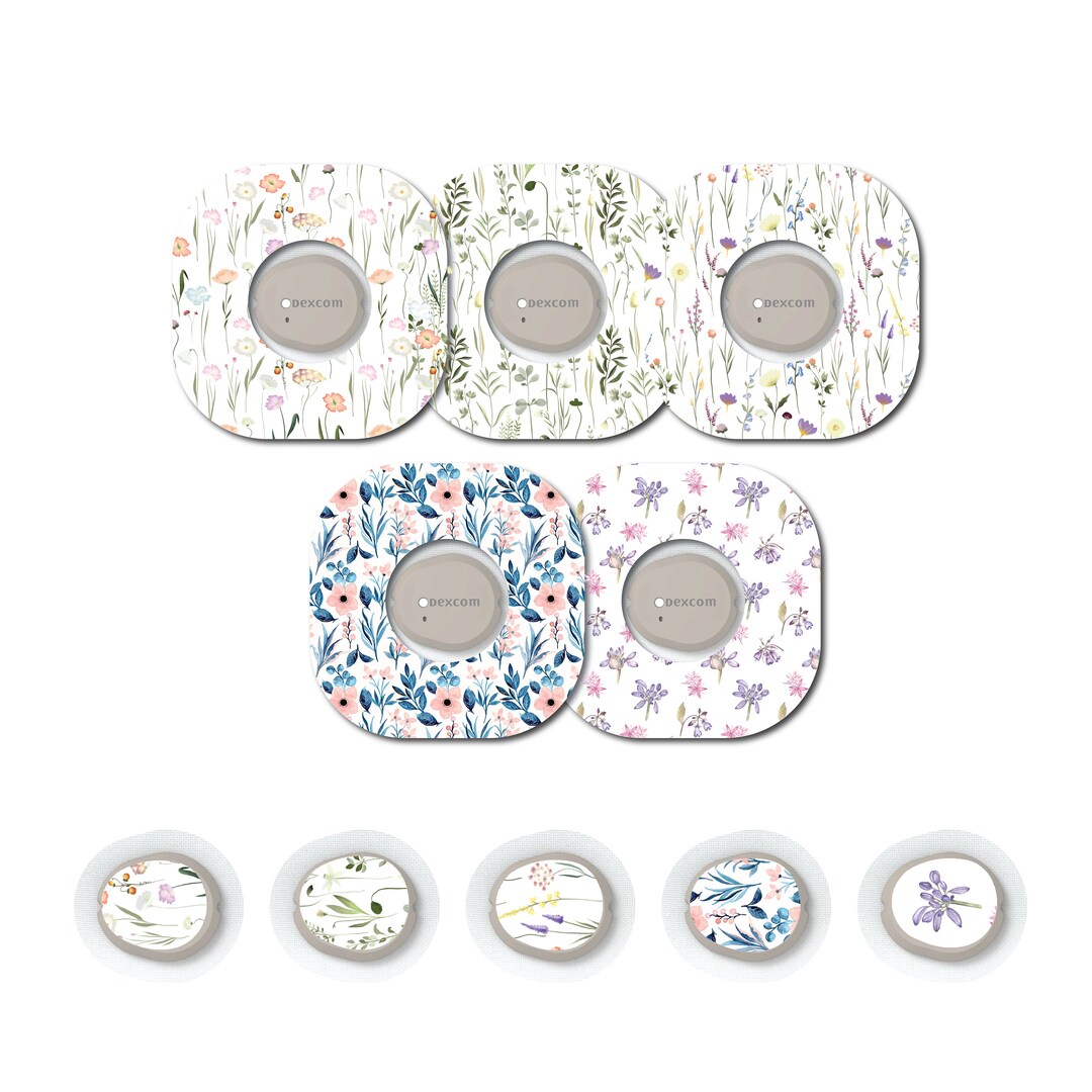 Wildflower Collection Patch and Sticker Bundle Dexcom G7- Set of 5 Patch Sticker Overlay for CGM ...