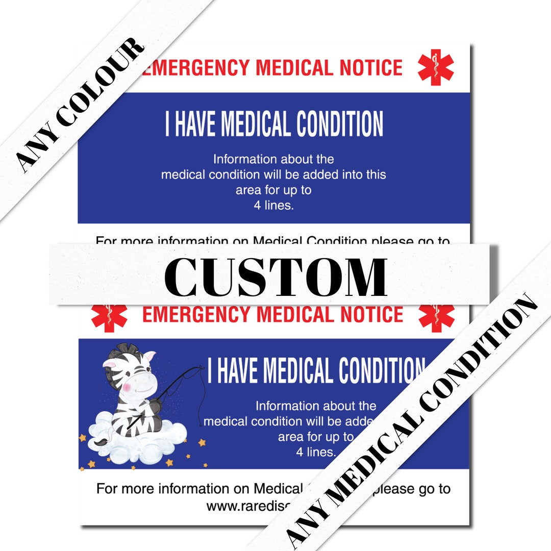 Custom Personalized Emergency Medical Card Medic Alert Card, Rare ...