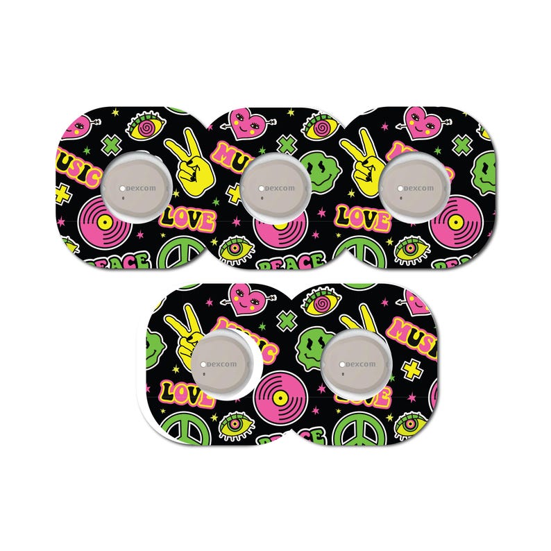 Groovy Retro Peace 5 Pack CGM Dexcom G6, Dexcom G7, Freestyle Libre 2 ...